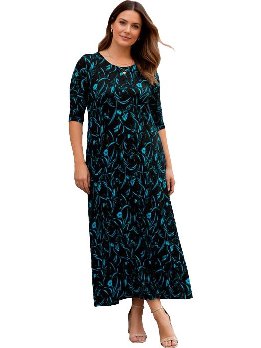 ROAMAN'S Roaman's Stretch Knit High-Low Short Sleeve Maxi Dress
